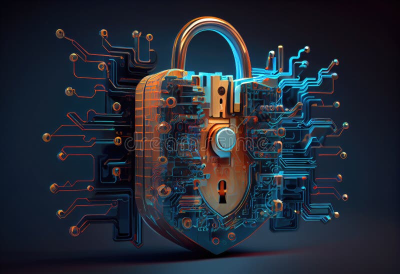 Cyber Security Lock. Internet Technology Concept of Cybersecurity and ...