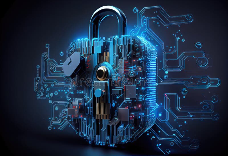 Cyber Security Lock. Internet Technology Concept of Cybersecurity and ...