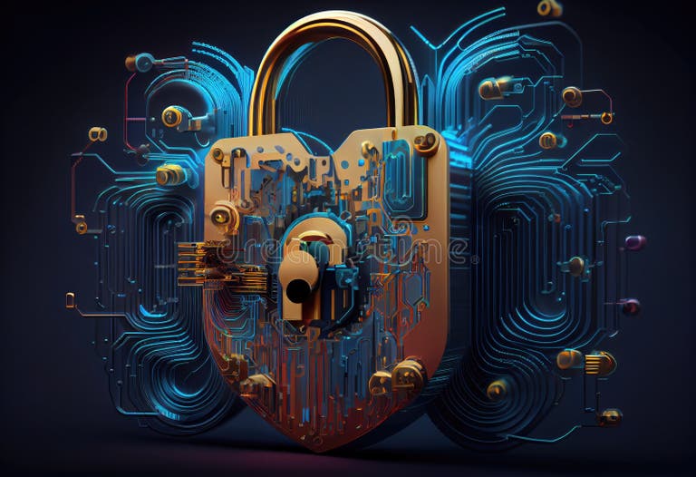 Cyber Security Lock. Internet Technology Concept of Cybersecurity and Data Privacy Stock ...