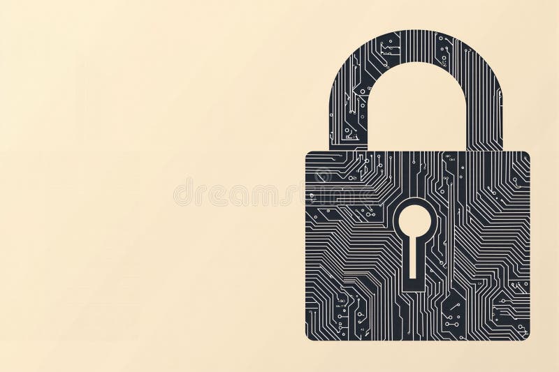 Cyber Security Lock Protecting Digital Information and Data Privacy ...