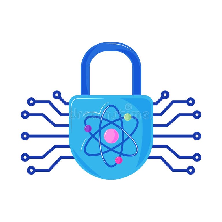 Cyber Security Lock Quantum Encryption Stock Vector - Illustration of ...