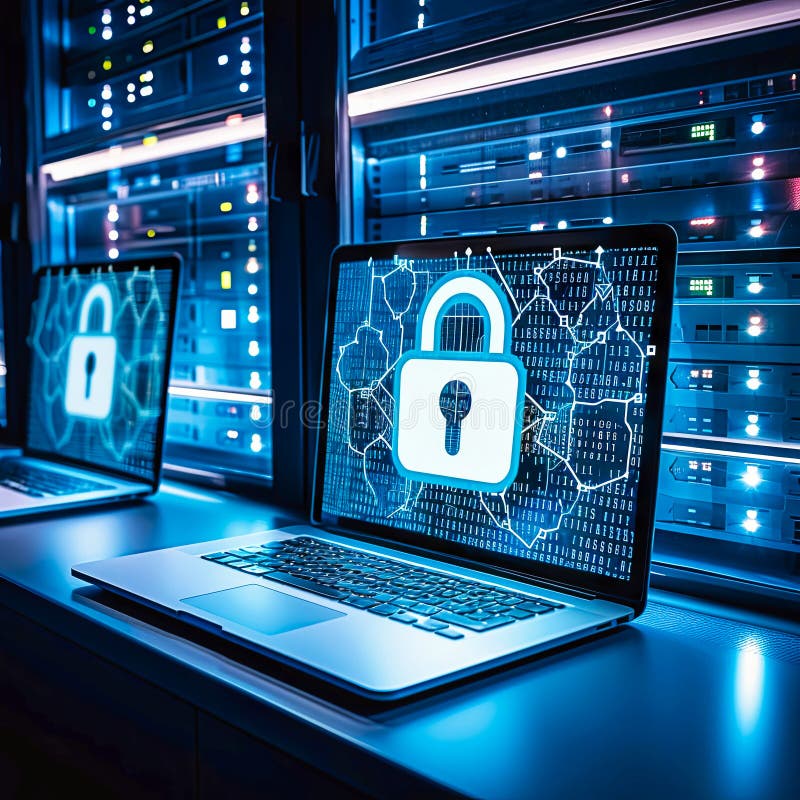 Cyber Security, Lock on the Screen Stock Photo - Image of security ...