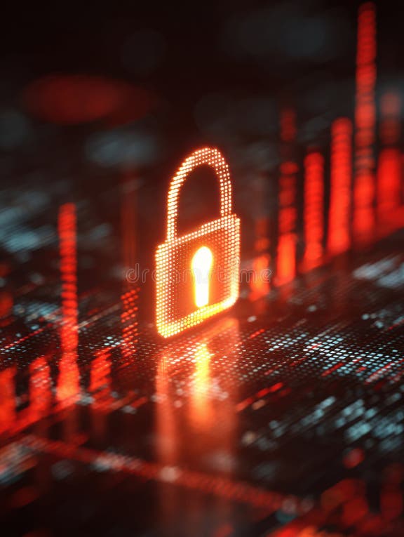 Glowing Cyber-Security Lock Visual Representing Business Data ...