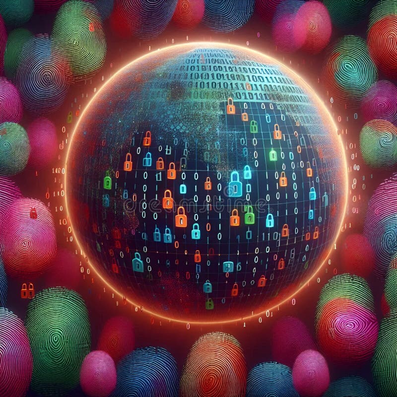 Cyber Security Locks and Fingerprint Pattern Wallpaper Stock ...