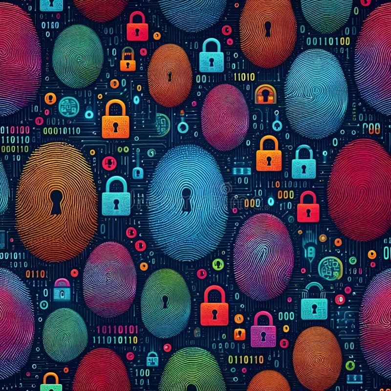 Cyber Security Locks and Fingerprint Pattern Wallpaper Stock ...