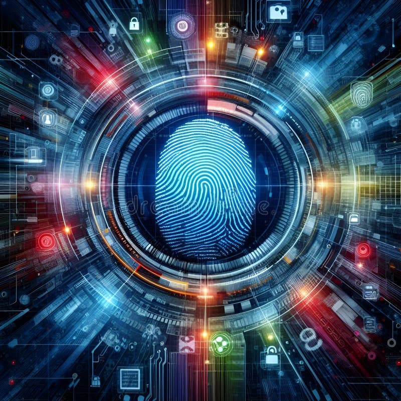 Cyber Security Lock and Fingerprint Pattern Wallpaper Stock Illustration - Illustration of ...