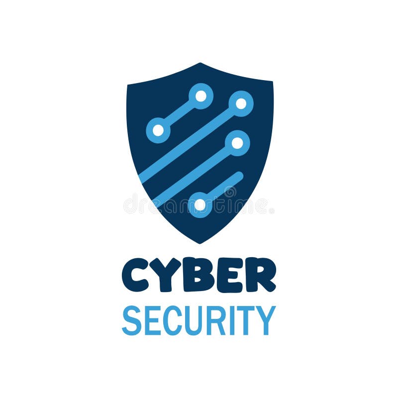Cyber Security Logo with Shield and Circuit Board Design in Blue Tones ...