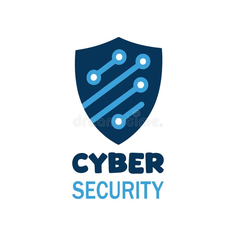 Cyber Security Logo with Shield and Circuit Board Design in Blue Tones ...