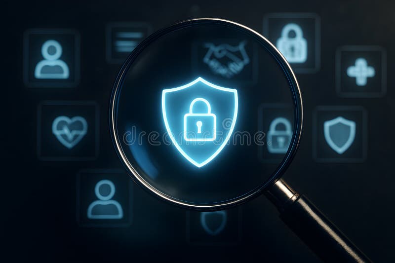 Cyber Security Magnifying Glass Data Protection Network Security ...