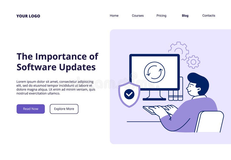 Cyber Security. a Male Character Regularly Updates Software To Safe ...