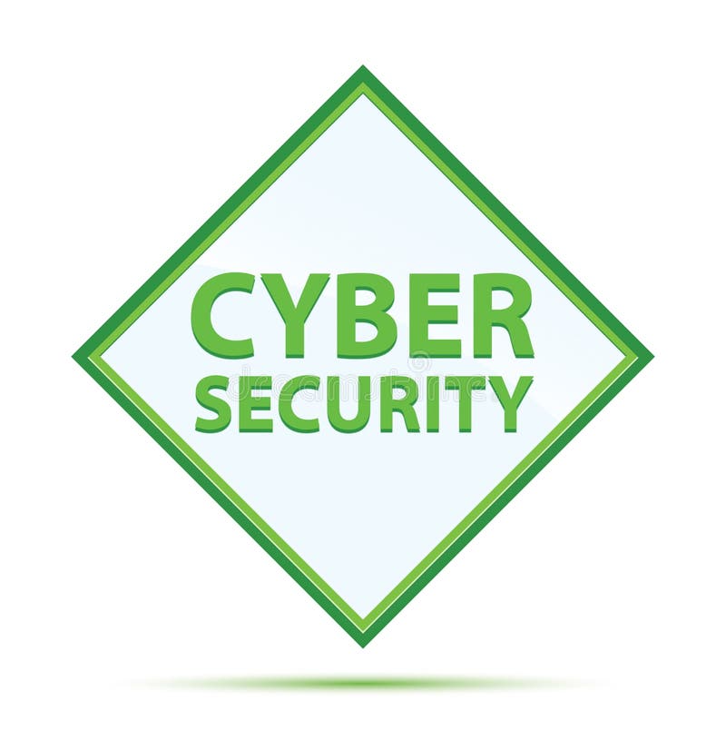 Cyber Security Modern Abstract Green Diamond Button Stock Illustration ...