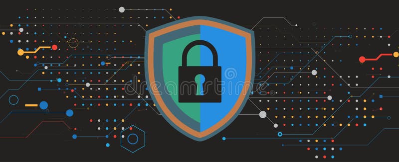 Cyber Security Neon Lock Protect Data Stock Illustration - Illustration ...