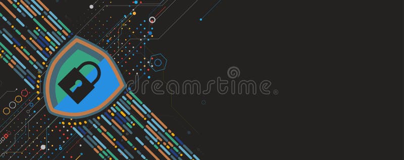 Cyber Security Neon Lock Protect Data Stock Illustration - Illustration ...