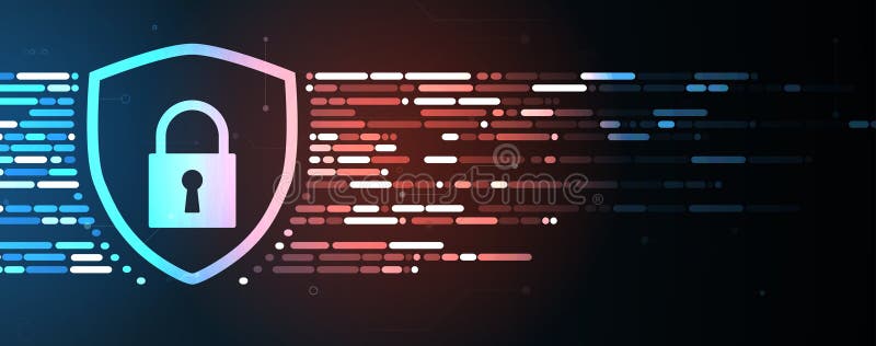 Cyber Security Neon Lock Protect Data Stock Illustration - Illustration ...