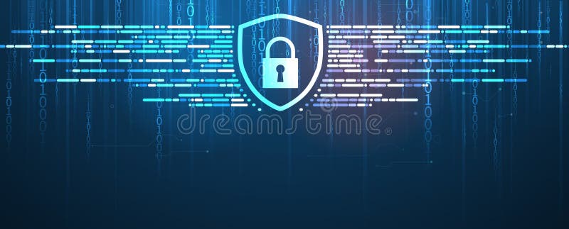 Cyber Security Neon Lock Protect Data Stock Illustration - Illustration ...