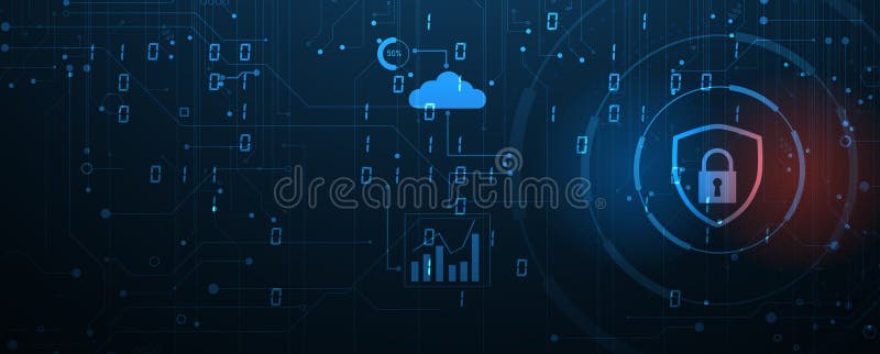 Cyber Security Neon Lock Protect Data Stock Illustration - Illustration ...