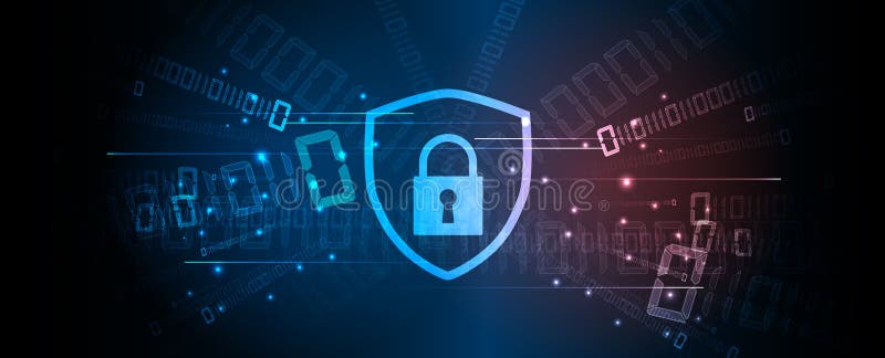 Cyber Security Neon Lock Protect Data Stock Illustration - Illustration ...