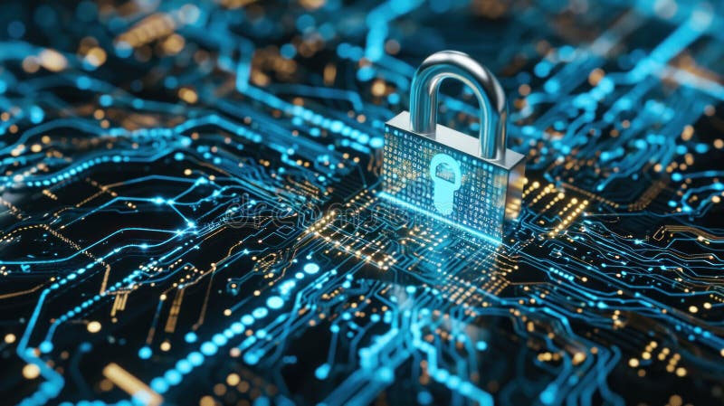 Cyber Security and Network Protection, Concept System Board Lock ...