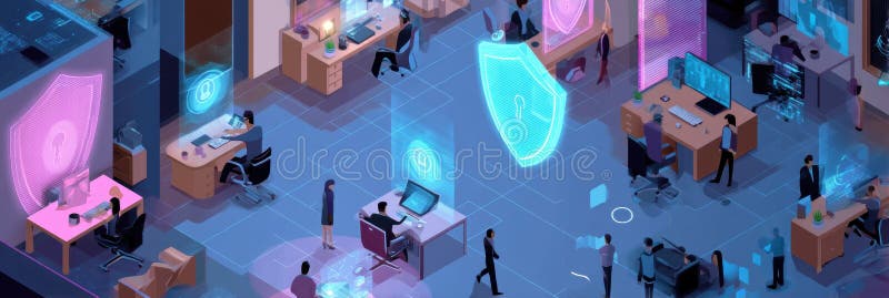 Cyber Security Office with Holographic Shields Creating a Secure ...