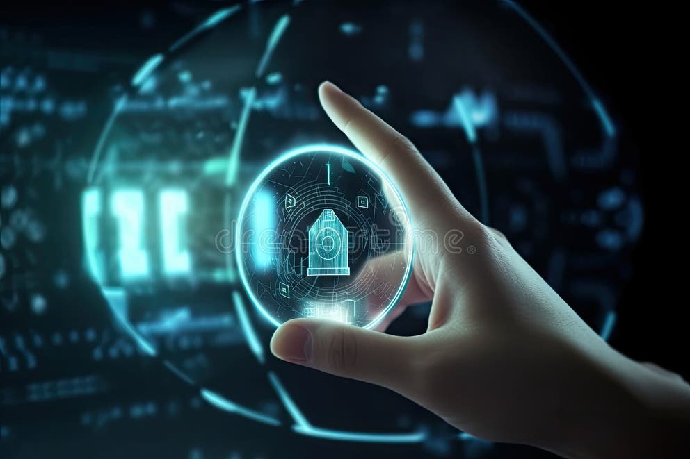 Cyber Security and Online Data Protection on Internet. Finger Touching ...