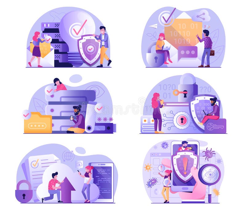 Cyber Security and Online Privacy Gradient Scenes Stock Vector ... Cyber Security and Online Privacy Gradient Scenes Stock Vector ...