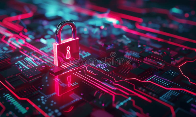 Cyber Security Padlock on Circuit Board, Information Technology ...