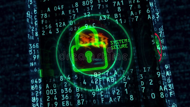 Cyber Security with Padlock Glass Symbol Digital Animation Stock Video ...