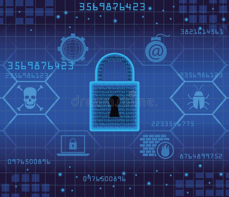 Cyber security padlock stock vector. Illustration of design - 251201268