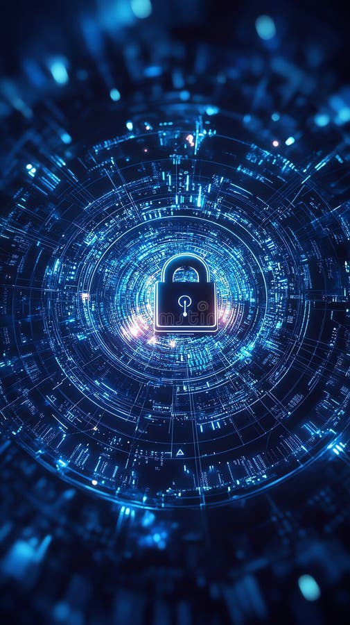 Cyber Security Padlock 3D Illustration Stock Illustration ...