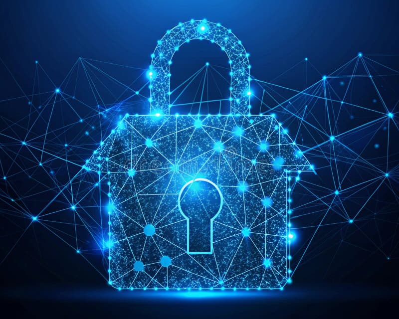 Cyber Security and Padlock Icon from Lines Generative Ai Stock ...