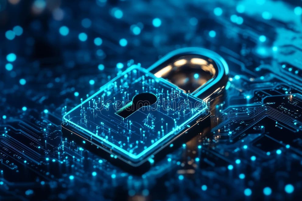 Cyber Security Padlock the Protection and Safeguarding. Stock ...