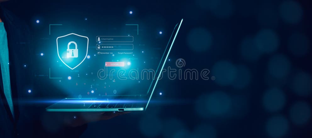 Cyber Security and Password Login Concept, Hands Uses Computer and ...