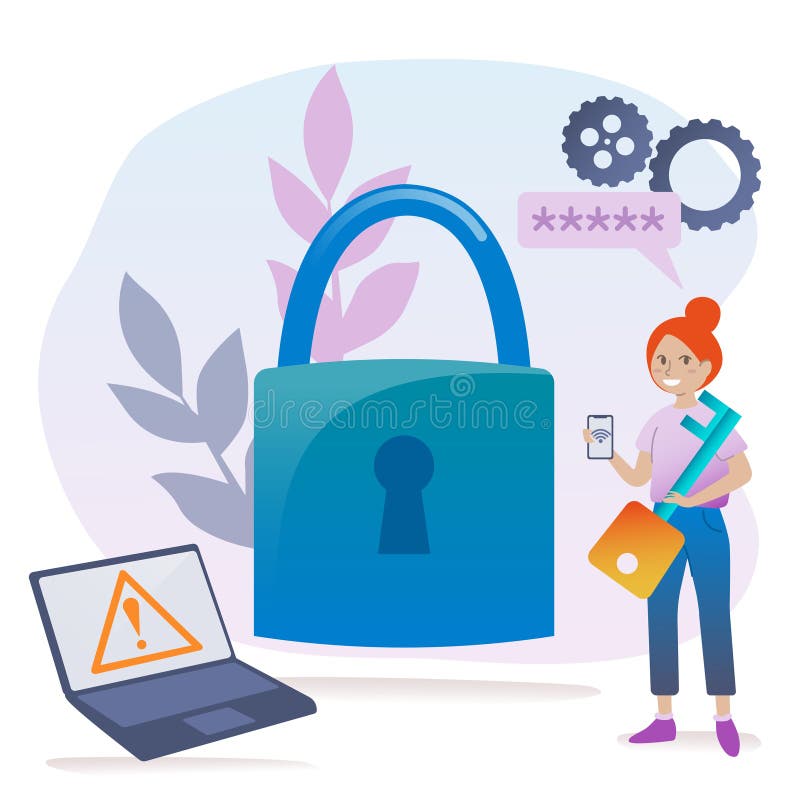 Cyber Security and Password Strength Concept. Person Secures Computer ...