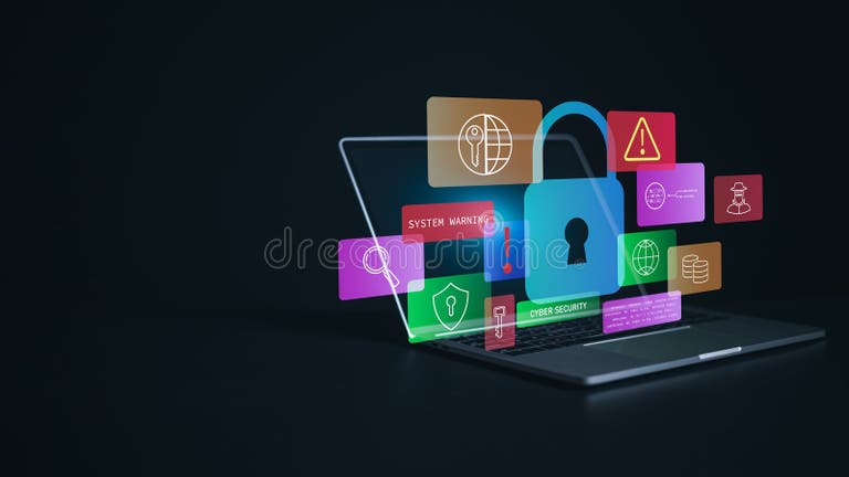 Cyber Security and Privacy Concepts To Protect Data, Lock Icon and ...