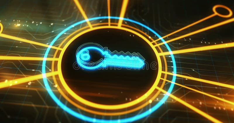 Cyber Security with Key Symbol 3d Digital Concept Stock Footage - Video ...