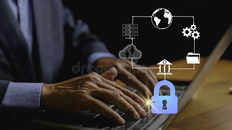 Cyber and Security Privacy To Protect Data Lock Icon and Internet ...