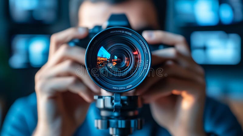 Cyber Security Professional Monitors Data Protection with Camera ...