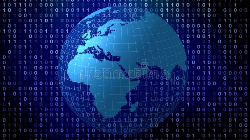 Global Network Binary Globe Intersection Of Cyber Attacks Cyber Crime Algorithms And Global