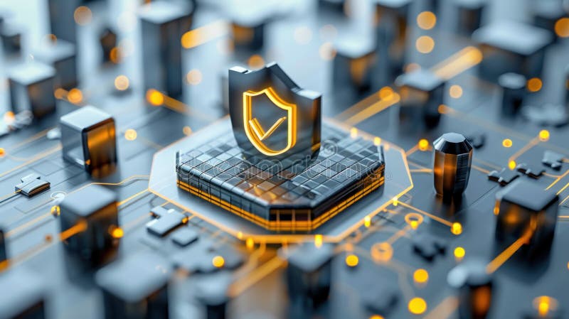 Cyber Security Protection Shield Stock Illustration - Illustration of ...