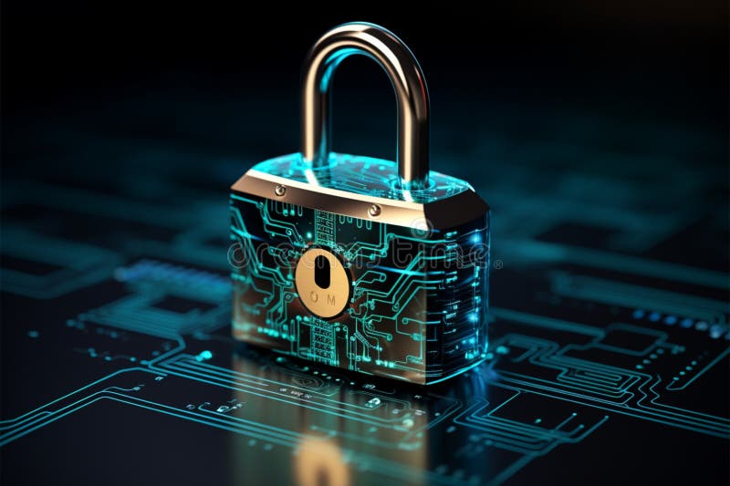 Cyber Security is Represented by the Symbolic Shape of a Padlock Stock ...
