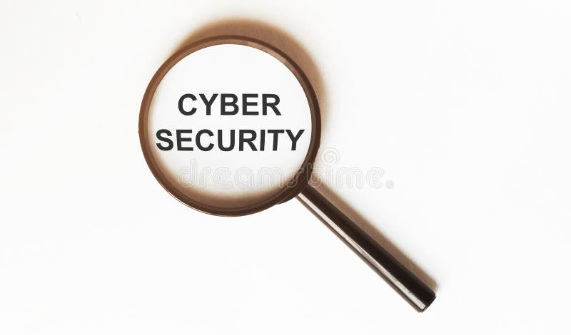 Cyber Security on a Sheet Under a Magnifying Glass Stock Photo - Image ...