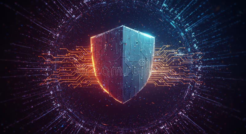 Digital Shield Protects from Cyber Threats with Glowing Network ...
