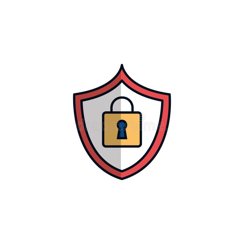 Cyber Security with Shield Detailed Style Icon Stock Vector ...
