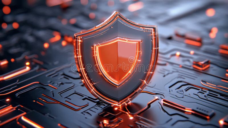 Cyber Security Shield stock illustration. Illustration of internet ...
