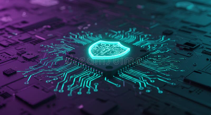 Cyber Security Shield: Glowing Protection on Circuit Board - Digital ...