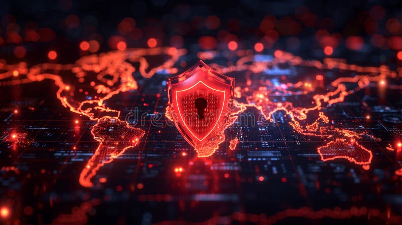 Cyber Security, Shield Lock in Futuristic. Concept of Internet Privacy ...