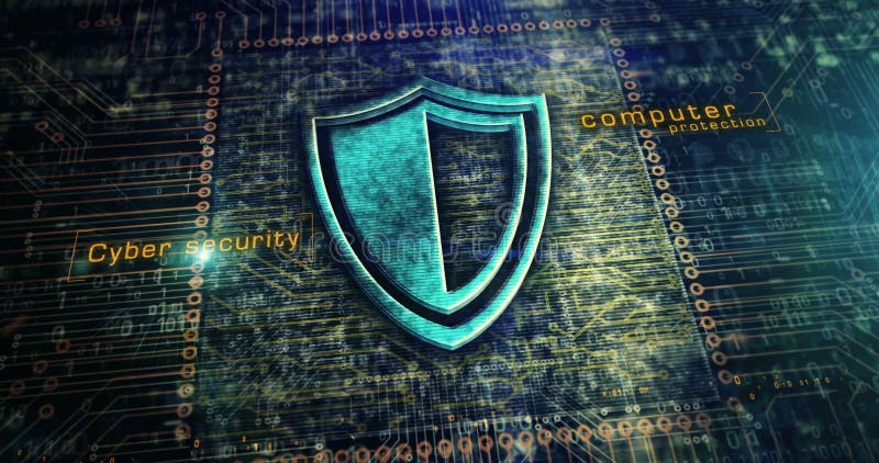 Cyber Security with Shield Metal Symbol Digital Animation Stock Video ...