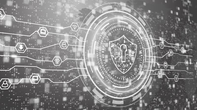 Cyber Security Shield Neon Icon. Digital Protection of Network Data and ...