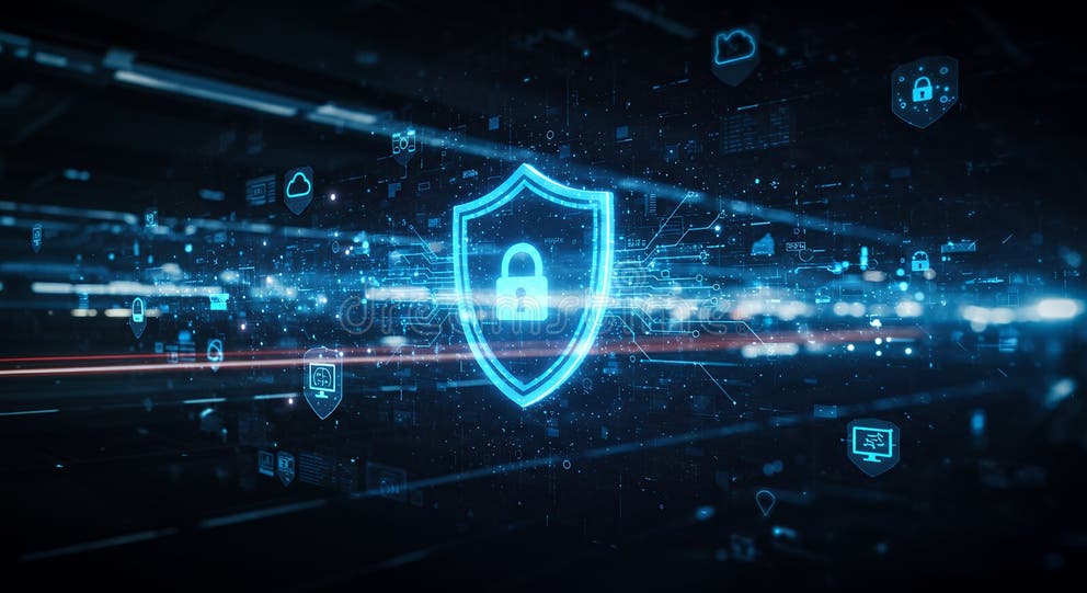 Cyber Security Shield: Protecting Digital Data with Lock, Cloud, and ...