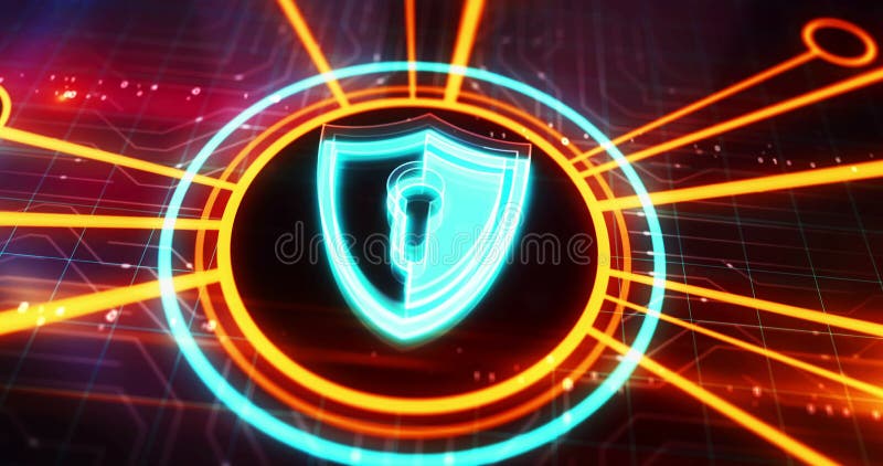 Cyber Security with Shield Symbol 3d Digital Concept Stock Footage ...